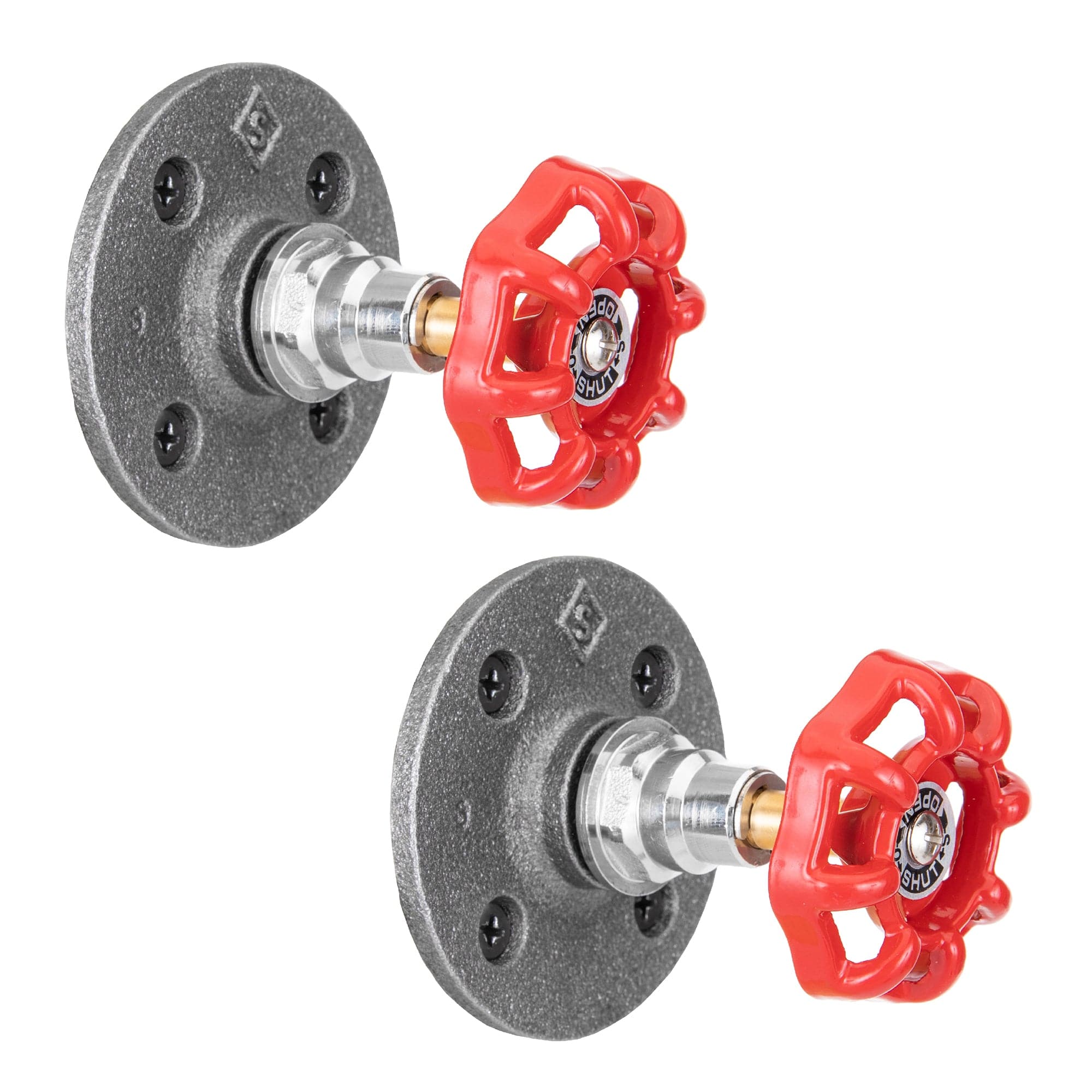 Red Industrial Spigot Wall Hook with Flange (2-Pack) – Metal Sign Barn