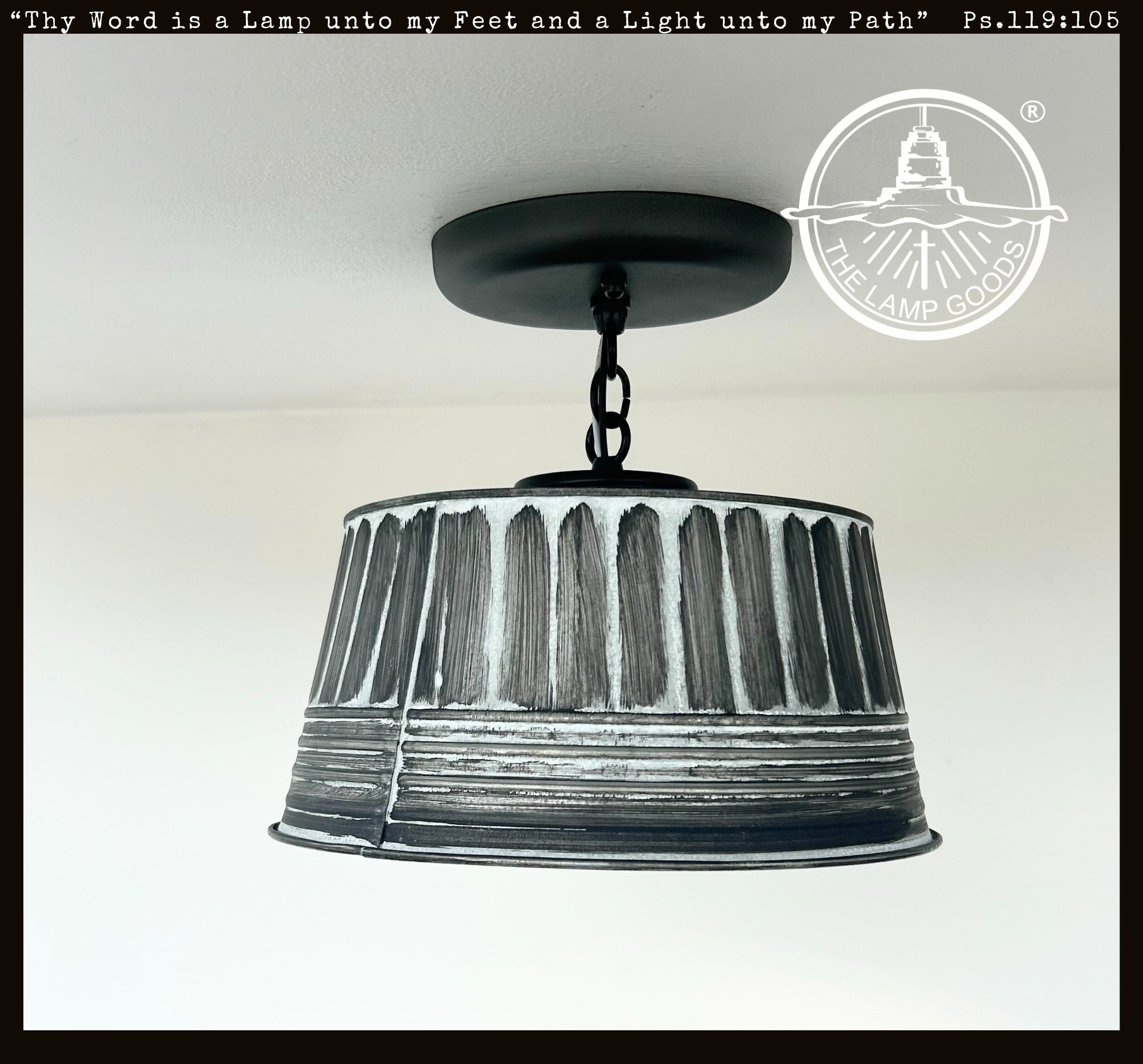 Black Ribbed Galvanized Ceiling Light – Metal Sign Barn