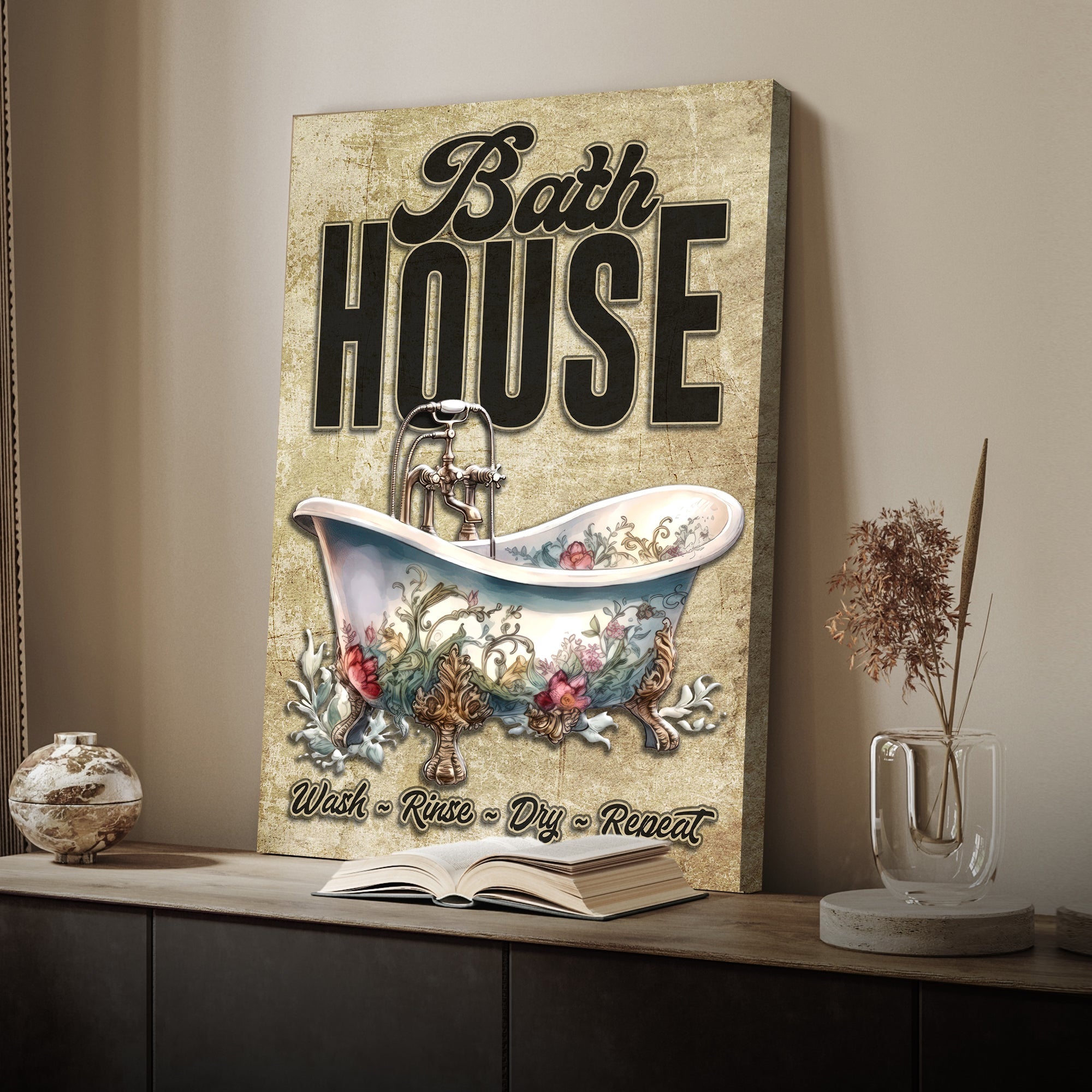 Wash Rinse Dry Repeat Bath House Sign – Metal Sign Barn
