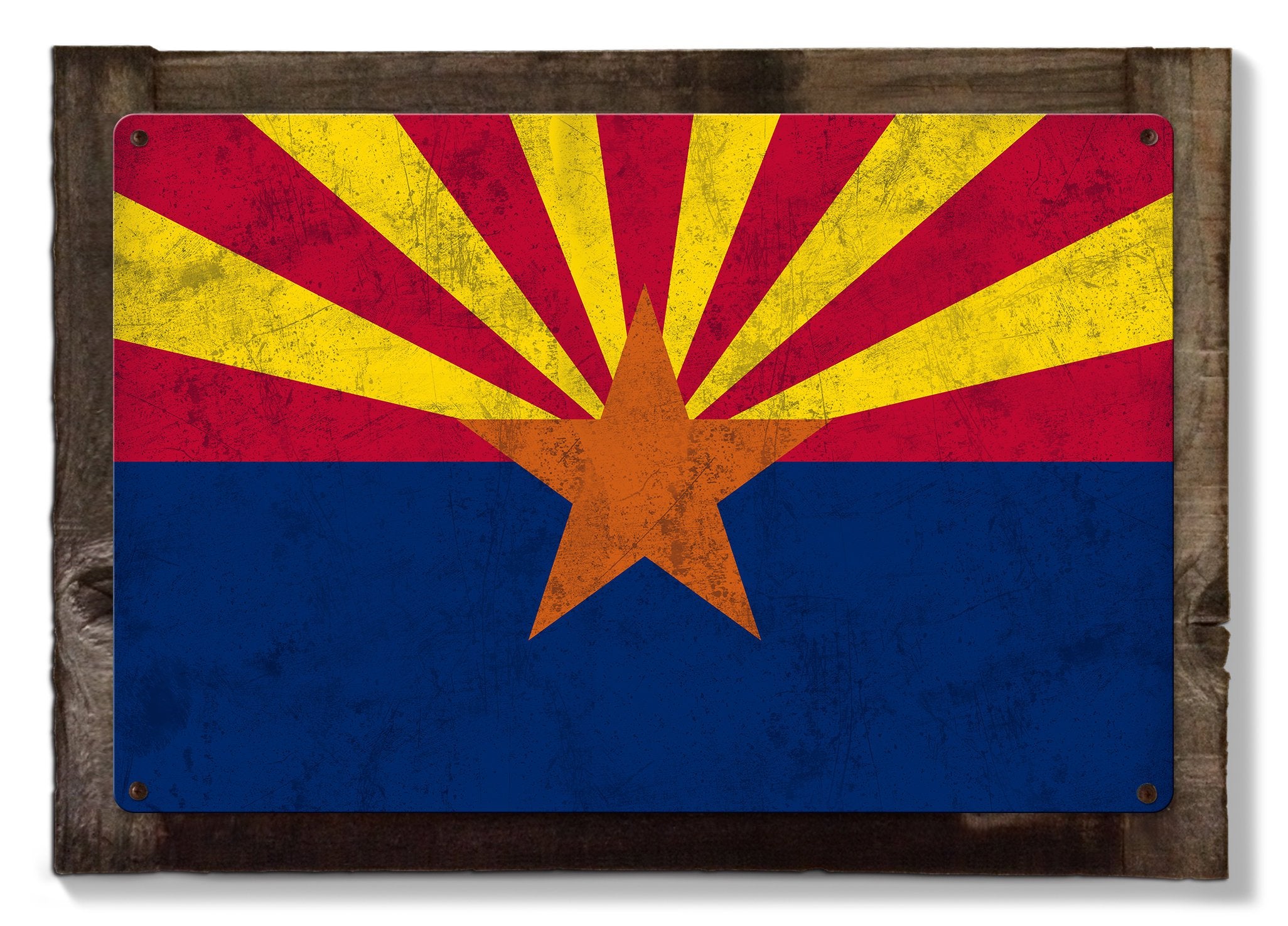Arizona State Flag, The Grand Canyon State, Metal Sign, Optional Rusti ...