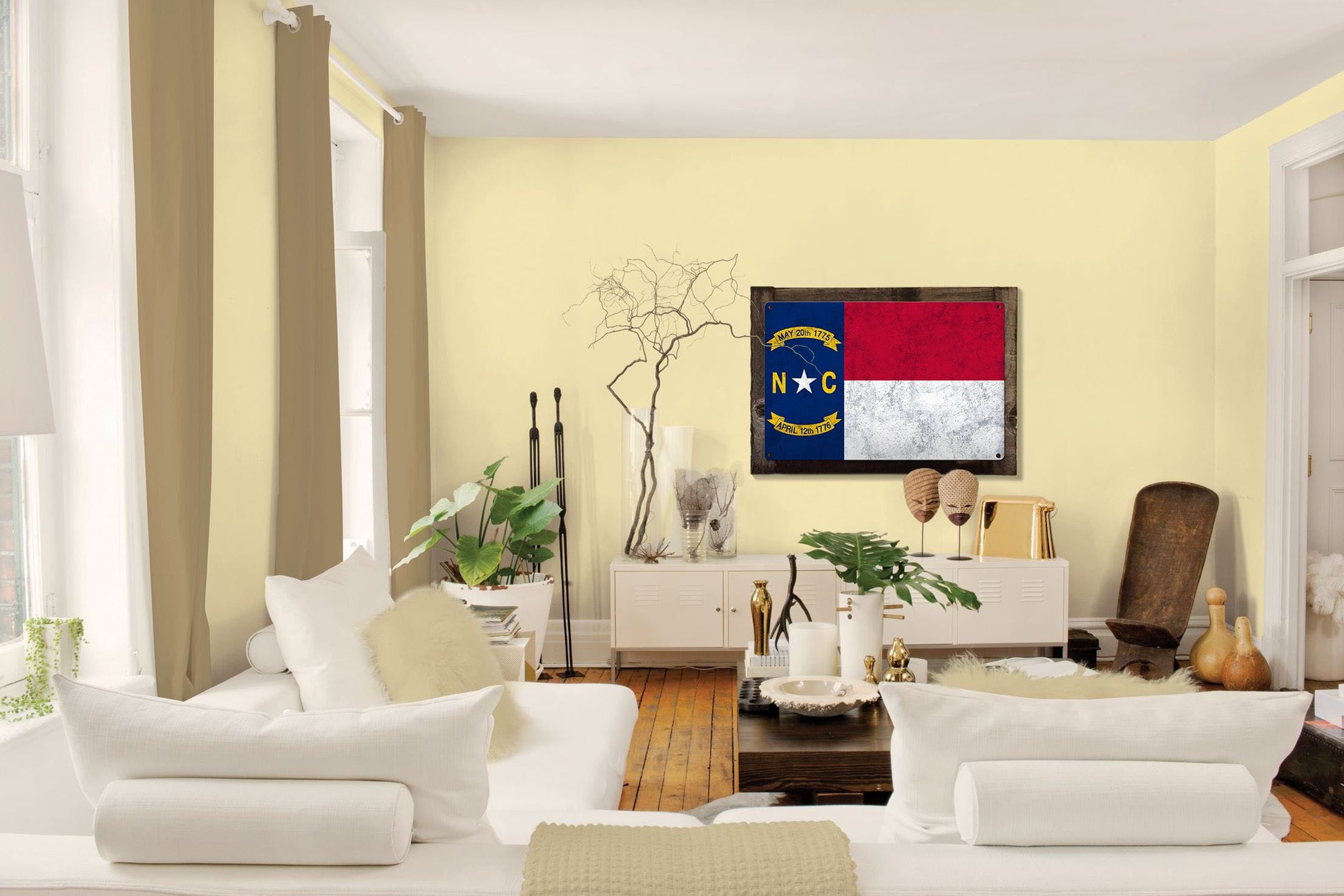 North Carolina State Flag, First in Flight, Metal Sign, Optional Rusti ...