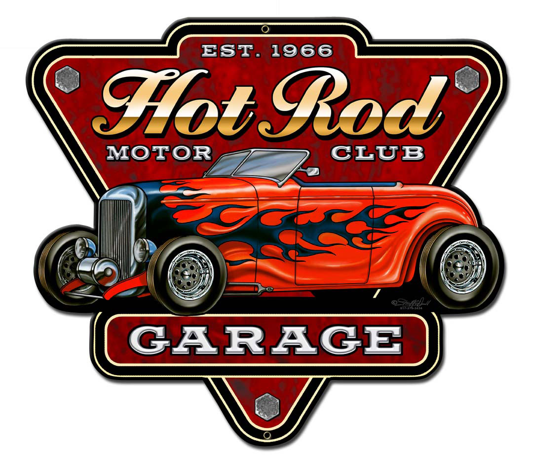 Hot Rod Garage Vintage Sign, Other, Metal Sign, Wall Art, 14 X 12 Inch ...