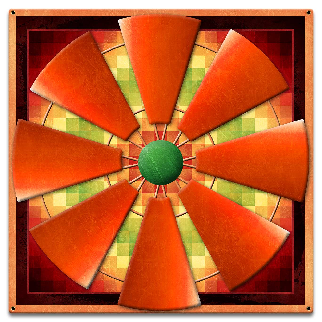 Windmill Quilt 18 x 18 Custom Shape – Metal Sign Barn