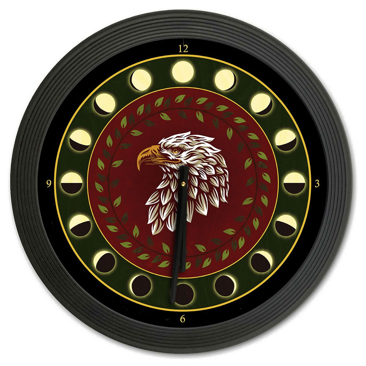Eagle and Branches Hex Sign 18 x 18 Clock – Metal Sign Barn