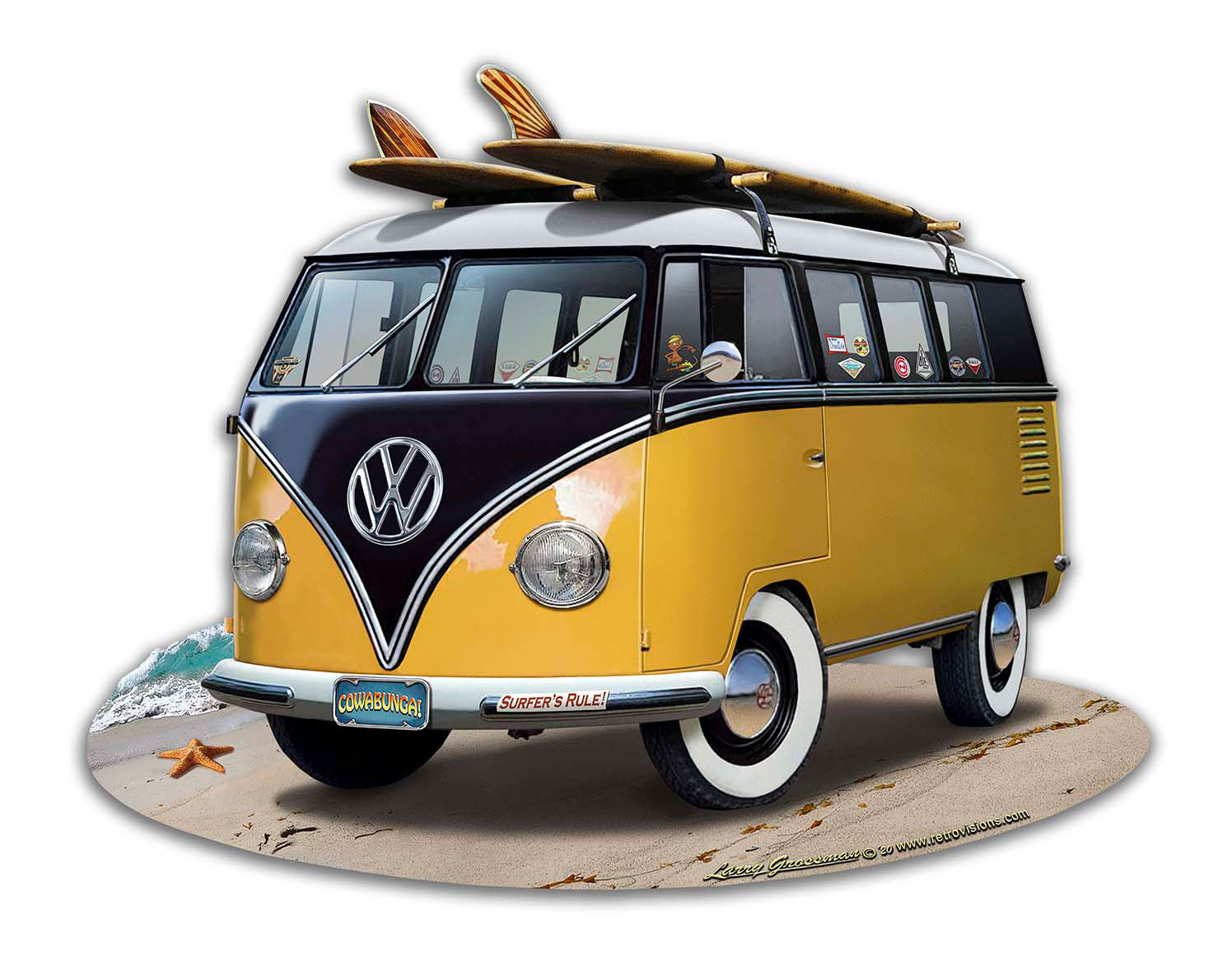 VW BUS CUT OUT YELLOW – Metal Sign Barn
