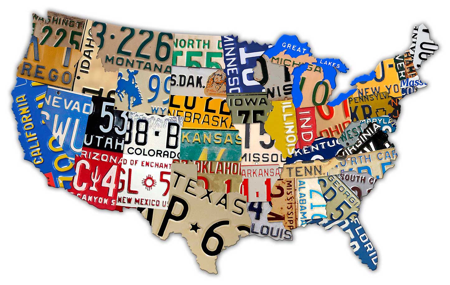 License Plate Map USA Vintage Sign – Metal Sign Barn